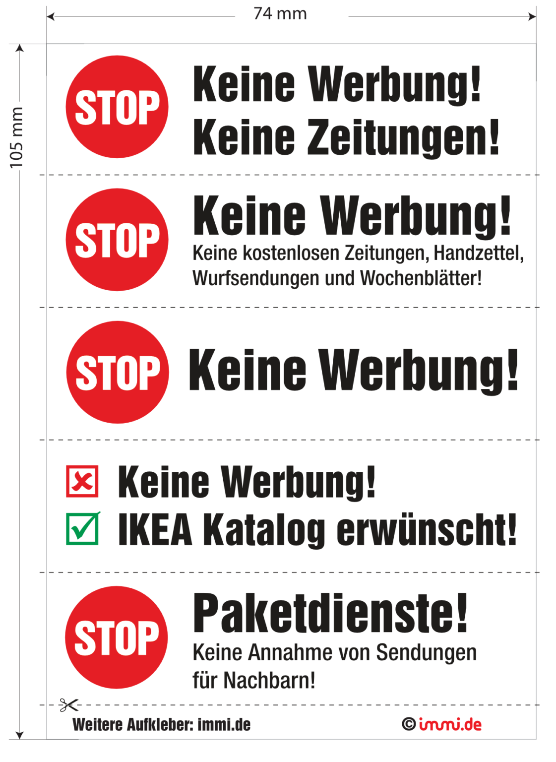 12 Bitte keine Werbung Aufkleber - STOP Briefkastenwerbung